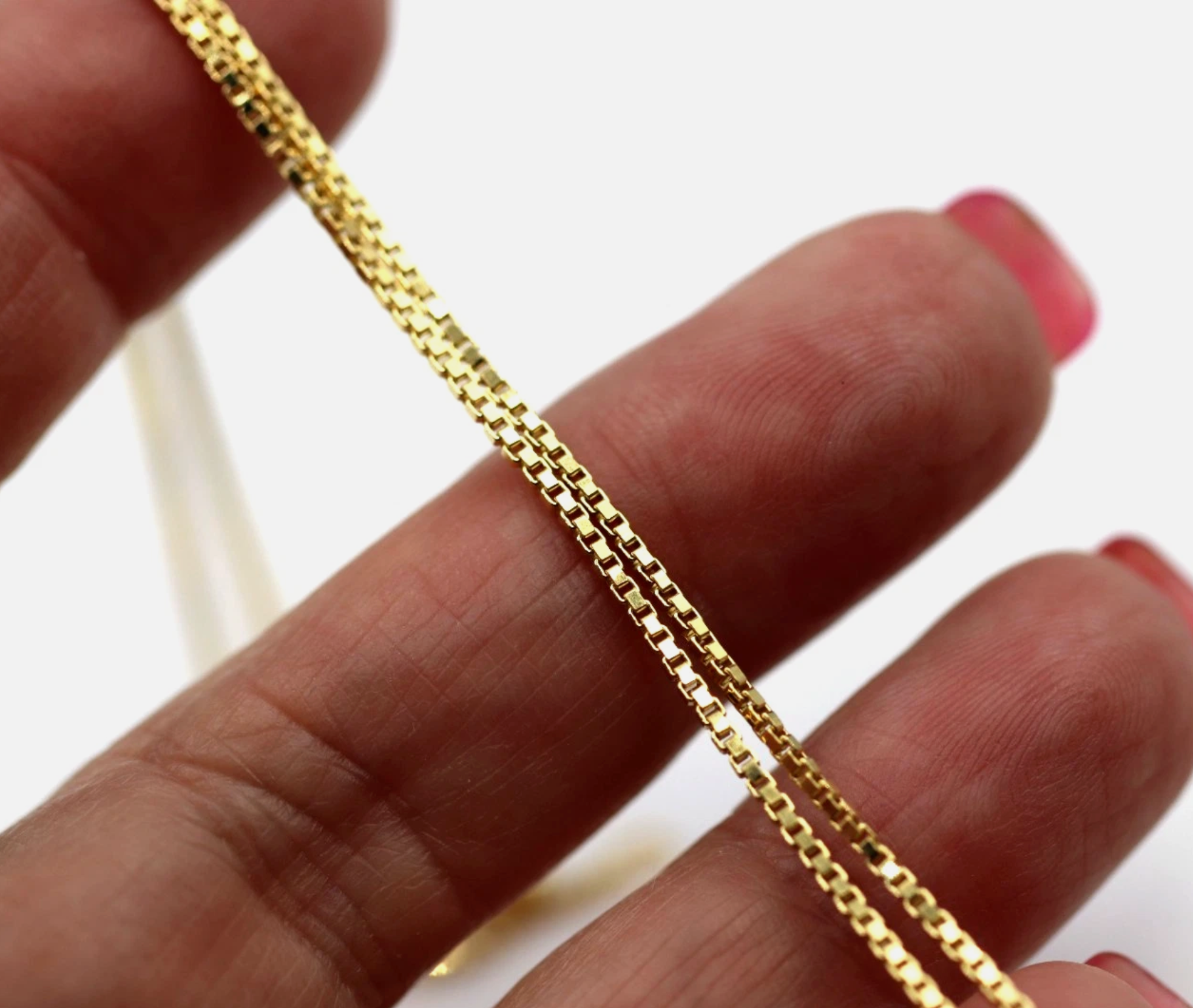 Genuine 9ct 9k 375 Yellow Gold Box Chain Necklace 4.9grams 55cm 1.3mm ...