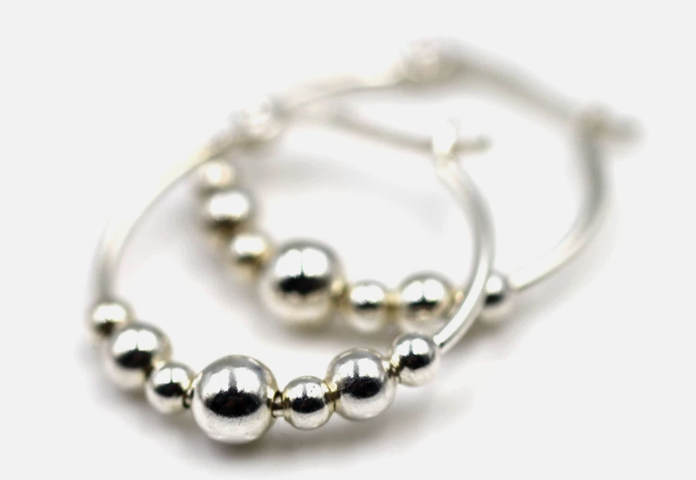 Genuine Sterling Silver 925 22mm Hoop 7 Balls Hoop Earrings ...