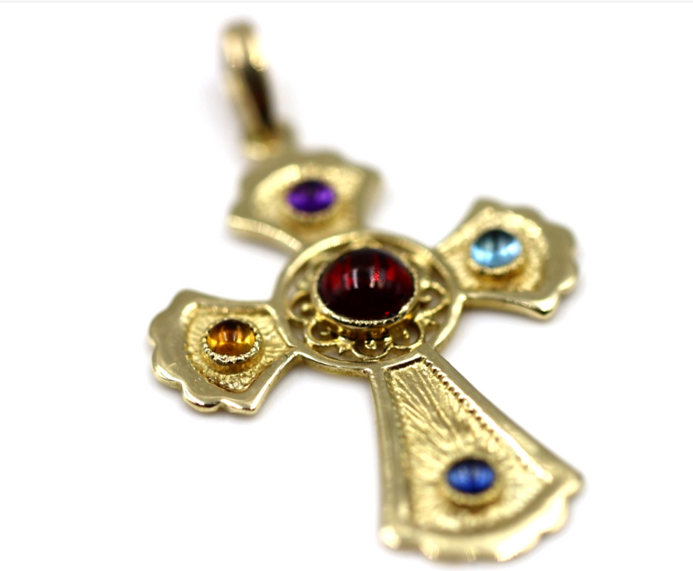 Genuine Solid 14ct 14k 585 Yellow Gold Byzantine Cross Pendant ...