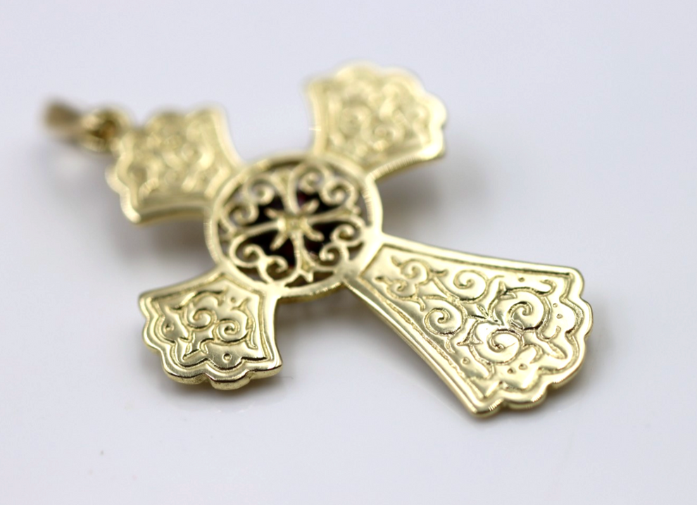Genuine Solid 14ct 14k 585 Yellow Gold Byzantine Cross Pendant ...
